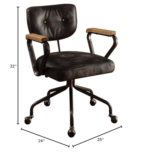 Daesar Office Chair in Vintage Dark Coffee Top Grain Leather