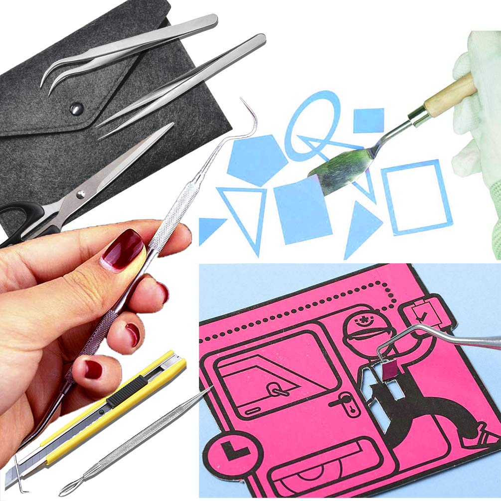 Craft Vinyl Weeding Tools Set, HIRALIY 15 Pcs Vinyl Weeding Tools Kit with 3 Pack 12" x 12" Cutting Mats for Cricut, Silhouette Cameos, Scrapbooking, Lettering, DIY Art Work Cutting