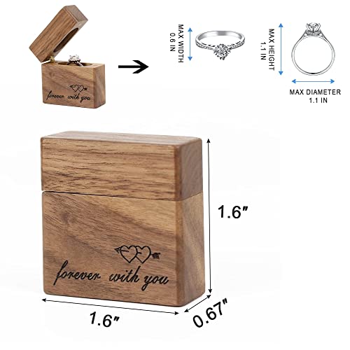 HMGF WOOD Wooden Engagement Ring Box Small Slim Flat Ring Case Wooden Ring Box
