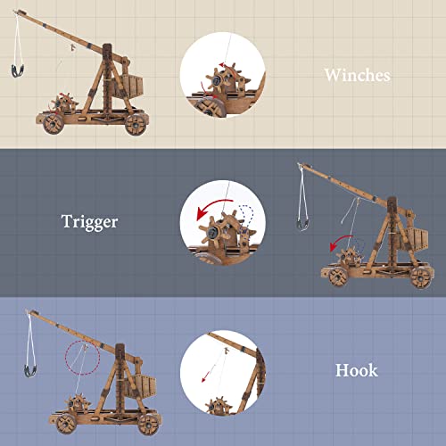 Toystub 3D Wooden Puzzles for Adults Trebuchet Building Kit Model Wood Assembly Gifts