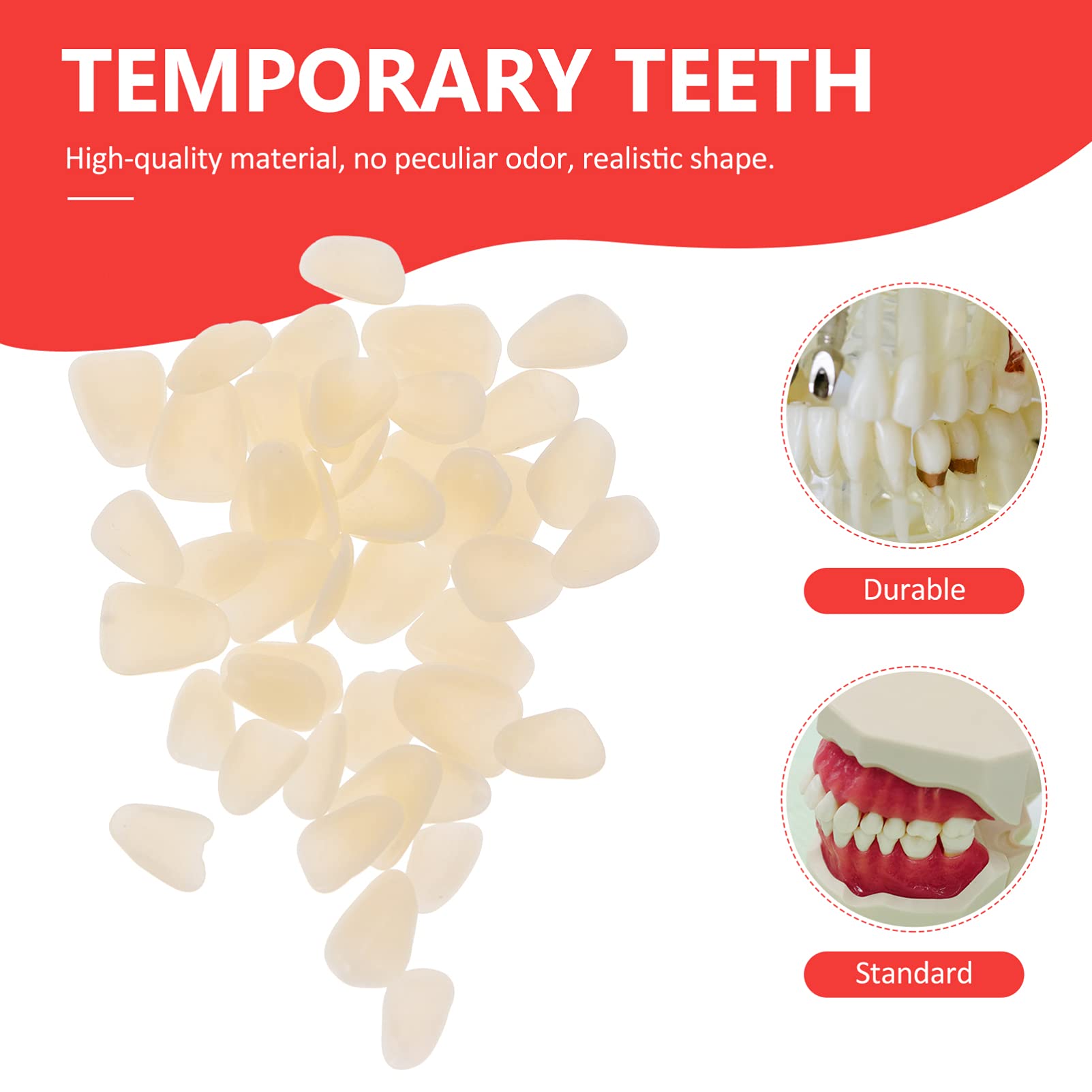 EXCEART Teeth Veneer 100 Pieces Artificial Resin Tooth Fillings Temporary Veneer Tooth Replacements Tooth Repair Supply