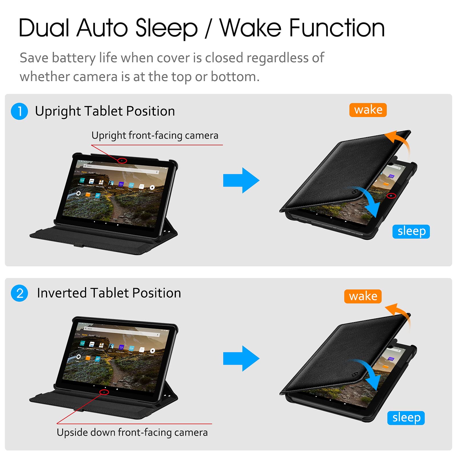 Fintie Case for Amazon Fire HD 10 & Fire HD 10 Plus Tablet (Only Compatible with 11th Generation 2021 Release) - 360 Degree Rotating Swivel Stand Cover Dual Auto Sleep/Wake, Black