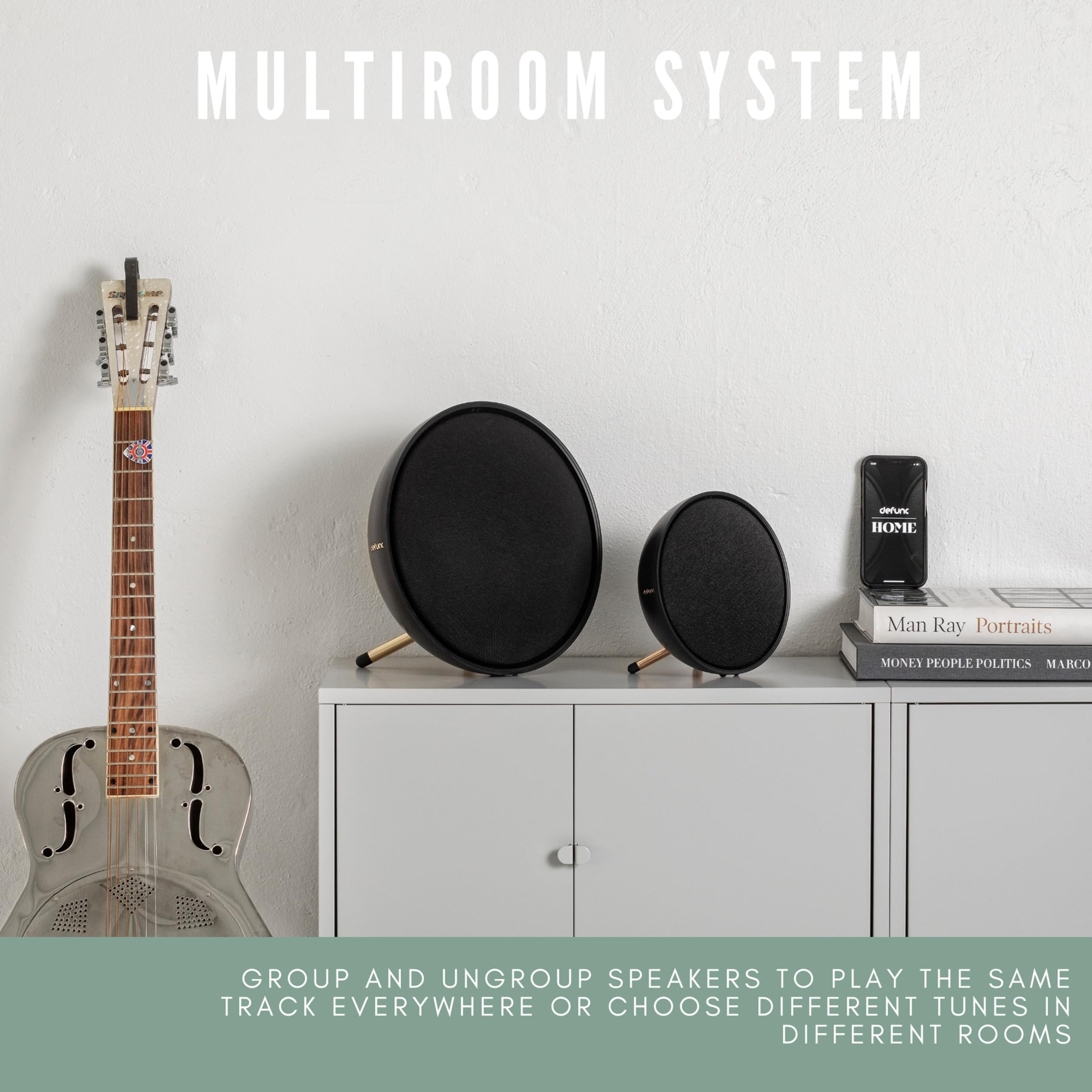 Defunc Home Small WiFi Speaker, Alexa, AirPlay, Spotify, Tidal Compatible, Stereo Sync Enabled, 40 Watts Rich Bass Reflex, Home and Office Speaker, App Controlled, Black