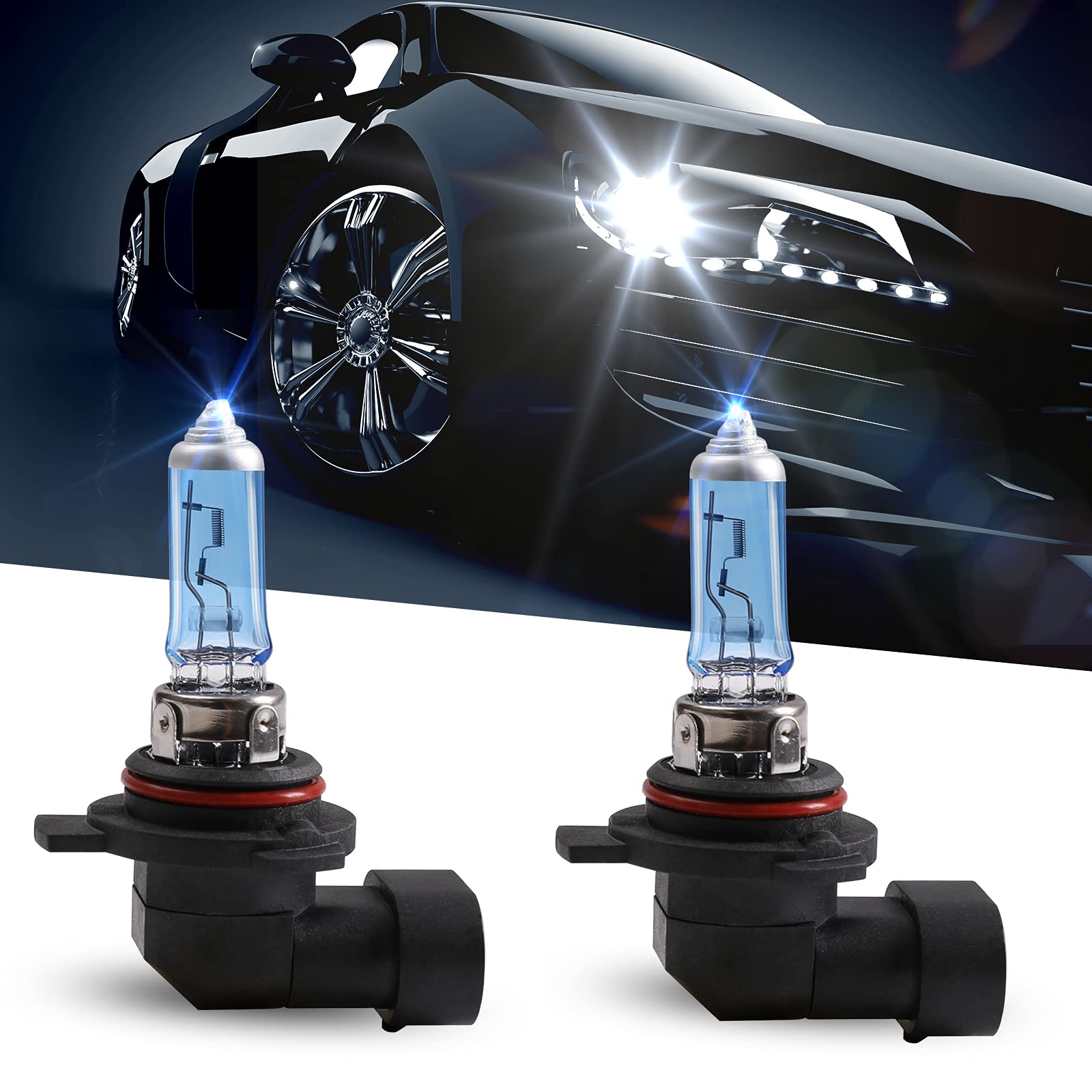 Energetic 9012 HIR2 Halogen Headlight Bulb with 5000K Super White Light Fog Lights, PX22D 12V/60W 2000 Lumens 1200 Hours, IP67, 2 Pack, 2Yr Warranty