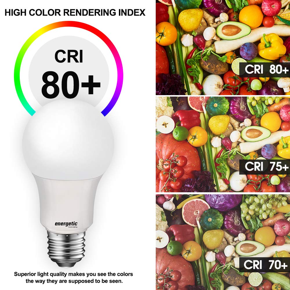 Energetic A19 LED Light Bulb 60W Equivalent, 760lm 2700K Soft White, E26 Standard Base, UL Listed, 9W LED Light Bulb, 15000 Hrs, Non-Dimmable, 24-Pack