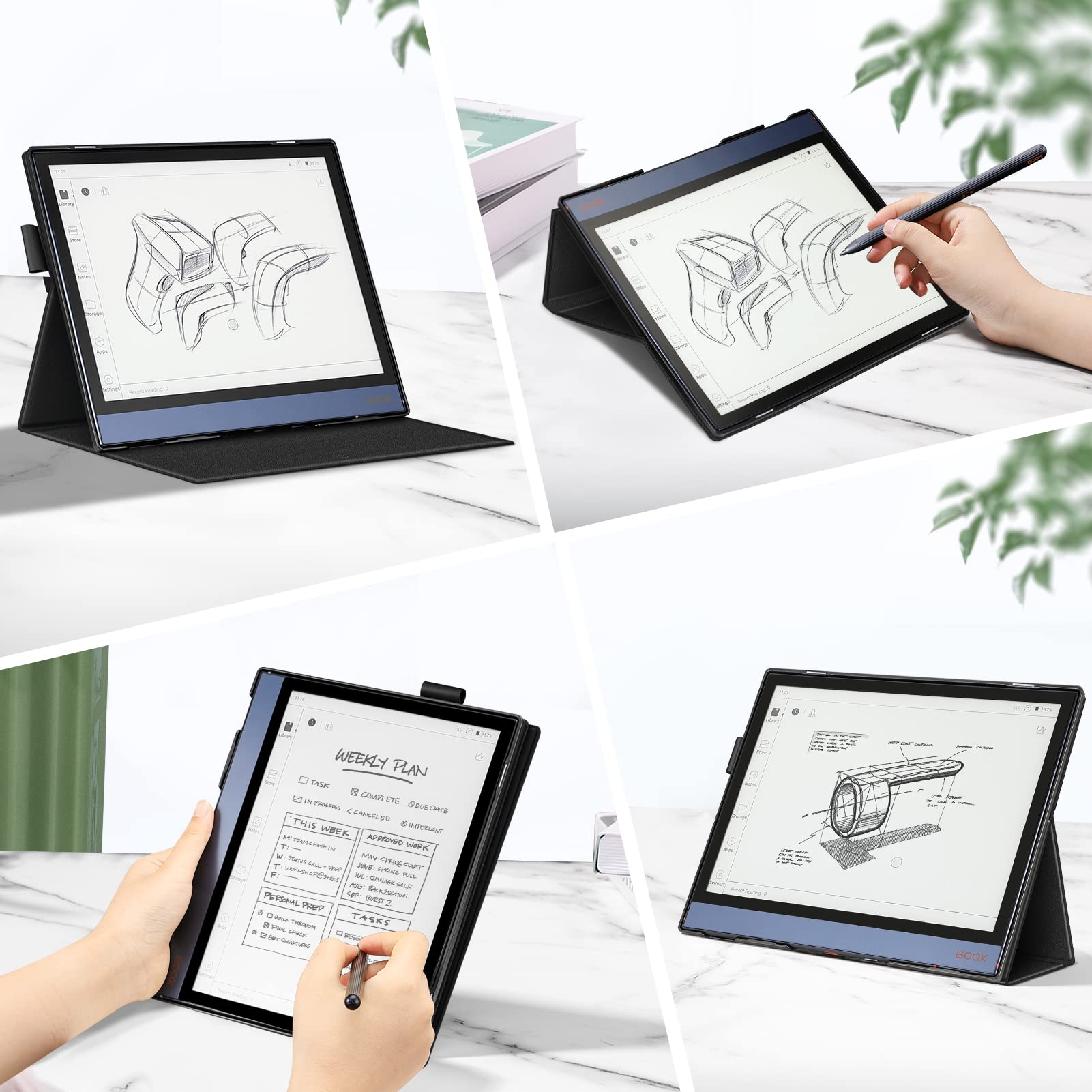 Fintie Folding Case Compatible with BOOX Note Air 2 (2021) & BOOX Note Air 2 Plus (2022) Tablet 10.3 inch - [Flex Stand] Multi-Angle Foldable Stand Cover with Auto Sleep/Wake, Alpine Green
