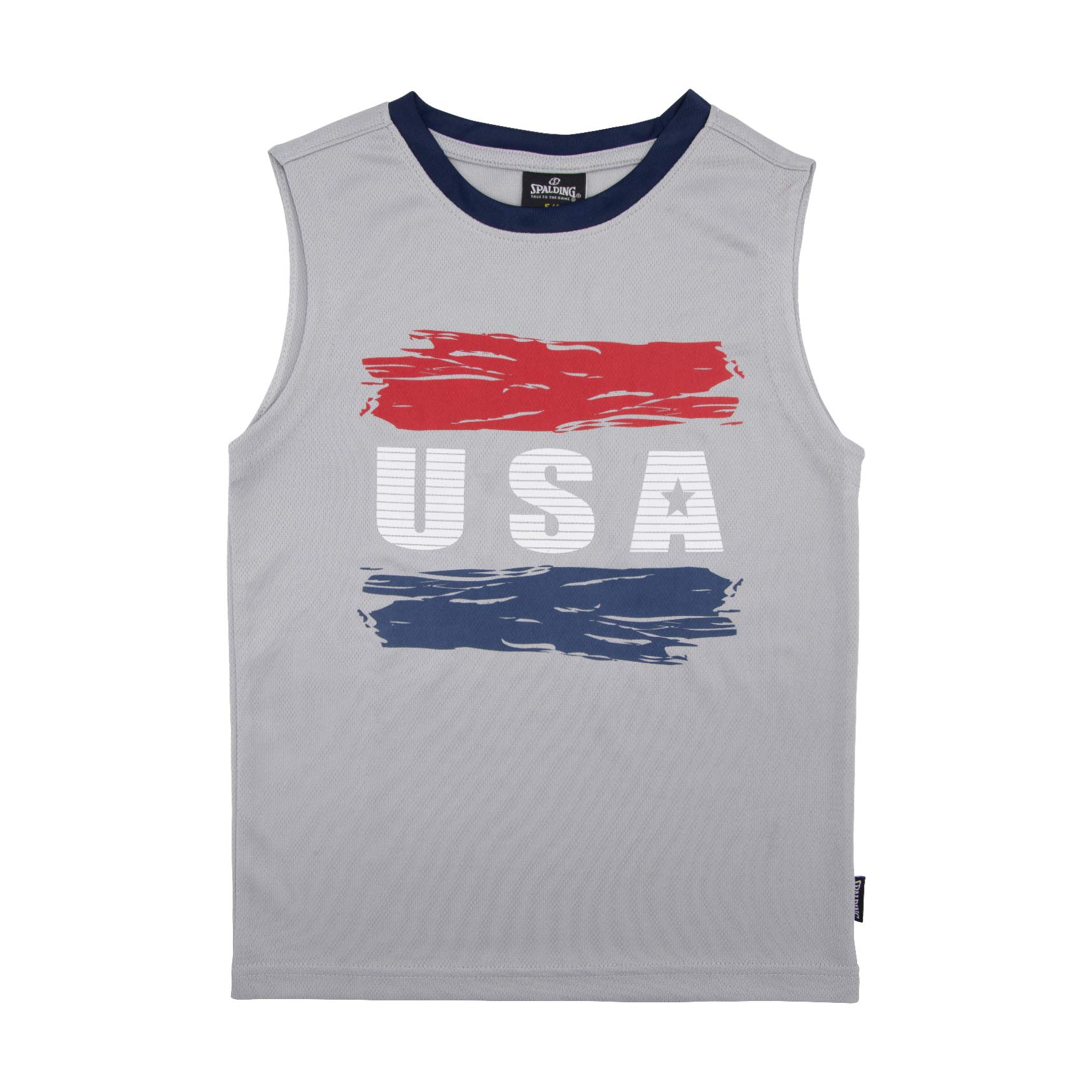 Spalding Boys Americana Athletic Active Mesh Muscle Tank Top and Shorts Set, Grey, 4
