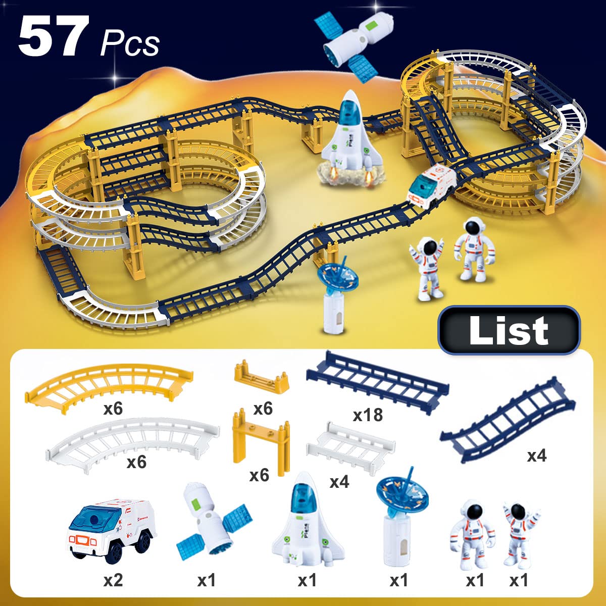 Exciting Space Orbit Set:Exciting Toy for Boys and Girls,The to Stimulate Imagination and Have Fun with Spaceships⌠(Engineering railcar 222 PCS)