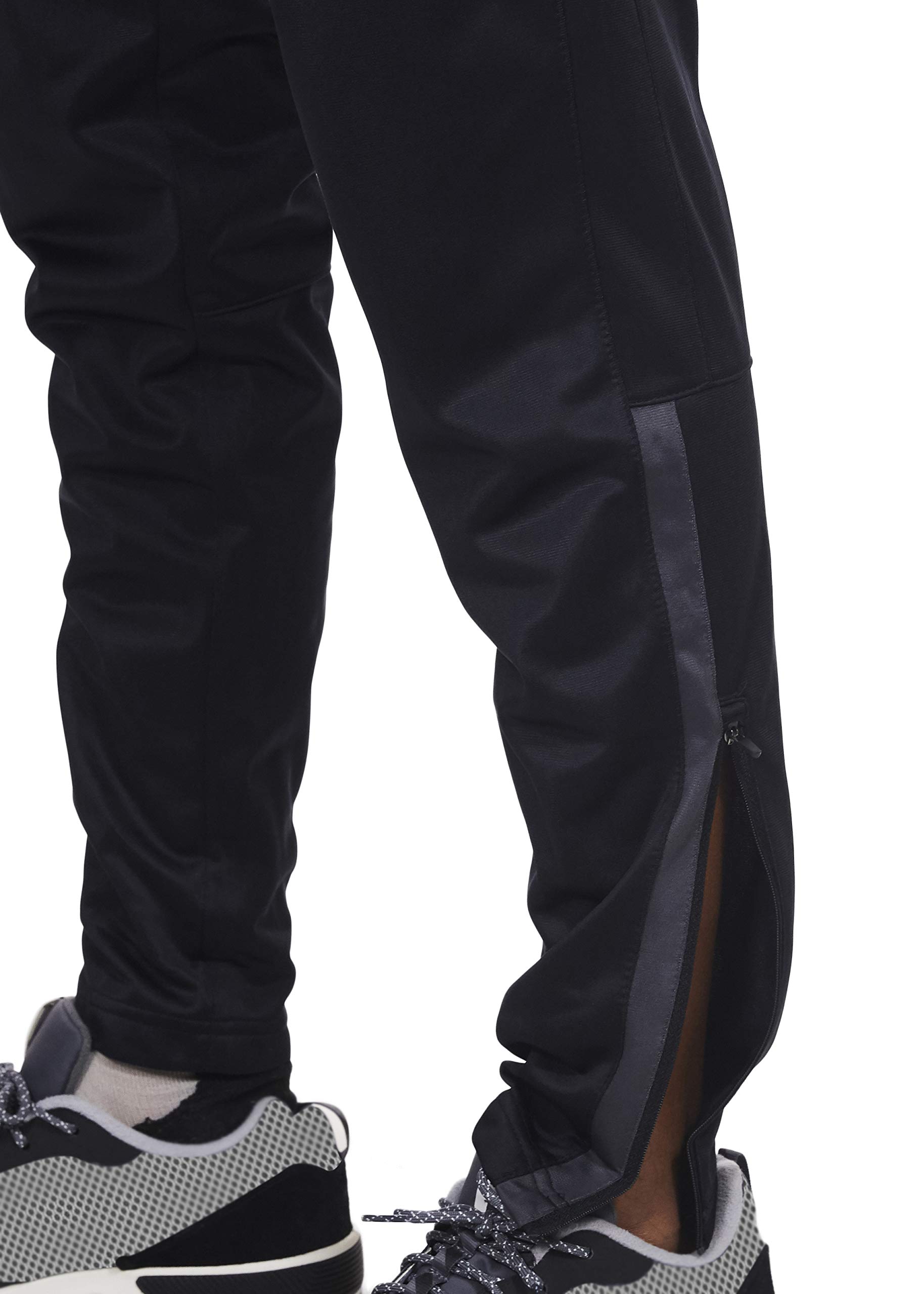 Spalding Mens Tricot Tapered Zipper Track Training Active Pants Jogger Sweatpants Black/Gravel Small