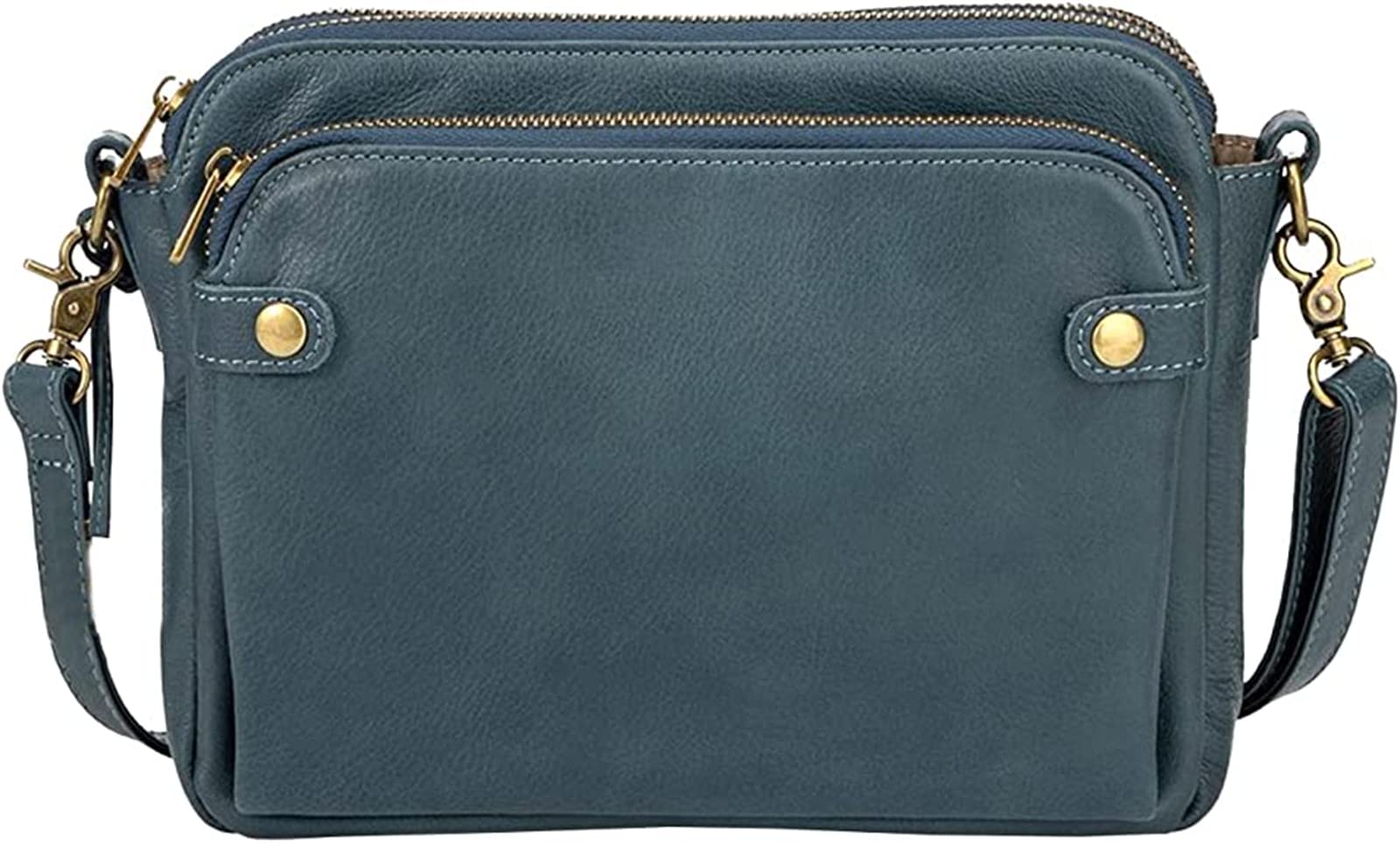 exect Three Layer Leather Crossbody Shoulder Clutch Bag, Luxry Handbags Wallet Purse Fashion Messenger Bag, Multiple Compartments (Blue)