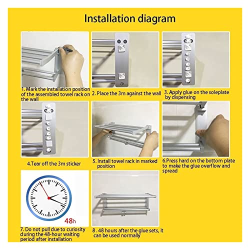 Towel BAR Rack Bathroom Towel Rack Wall Mounted Towel Holder,2 Layer Aluminum Wall-Mounted Shower Shelf,Metal Bathroom Towel Coat Rack Shower Tray Bathroom Towel Bracket