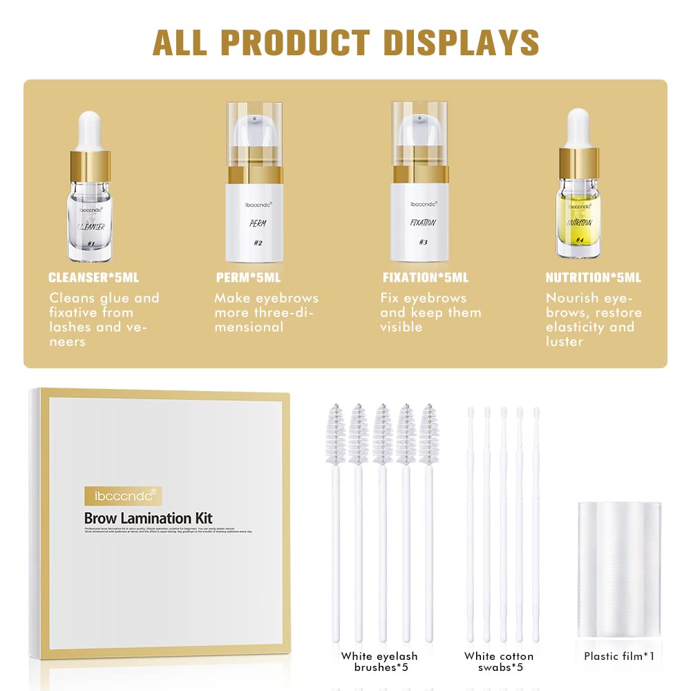 Ibcccndc Eye Brow Lamination Kit Instant Brow Lift Perm Kit for Fuller, Eyebrow Lamination Kit At Home DIY Perm For Your Brows, Thicker Brows Lasts For 6 Weeks (eyebrow lamination kit)
