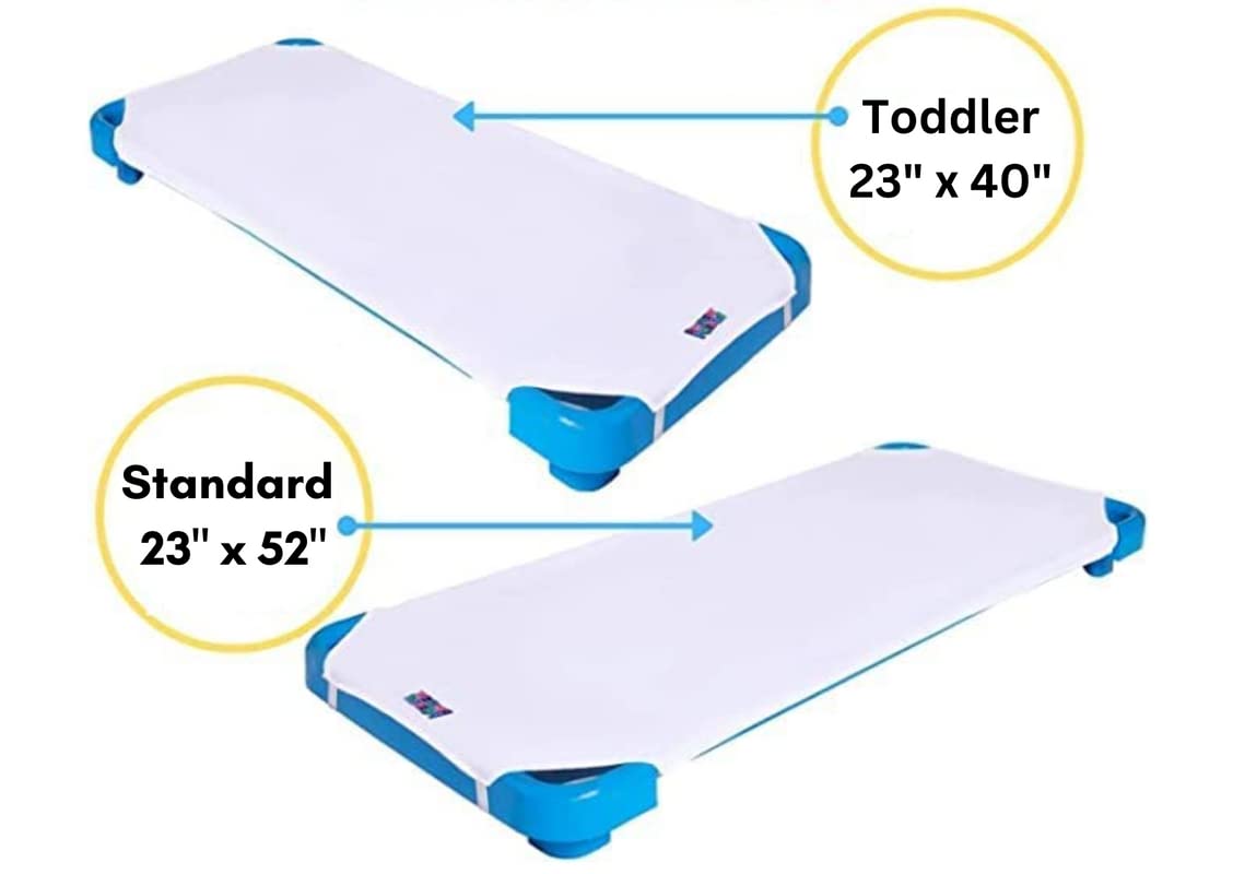 Standard Size Daycare/Pre-School Cot Sheet - Corner Elastic Loops Daycare Sheets - Children’s Naptime Cot Sheet - Breathable Microfiber Nap Sheet for Boys/Girls (Light Grey, 23" x 52" - Pack of 4)