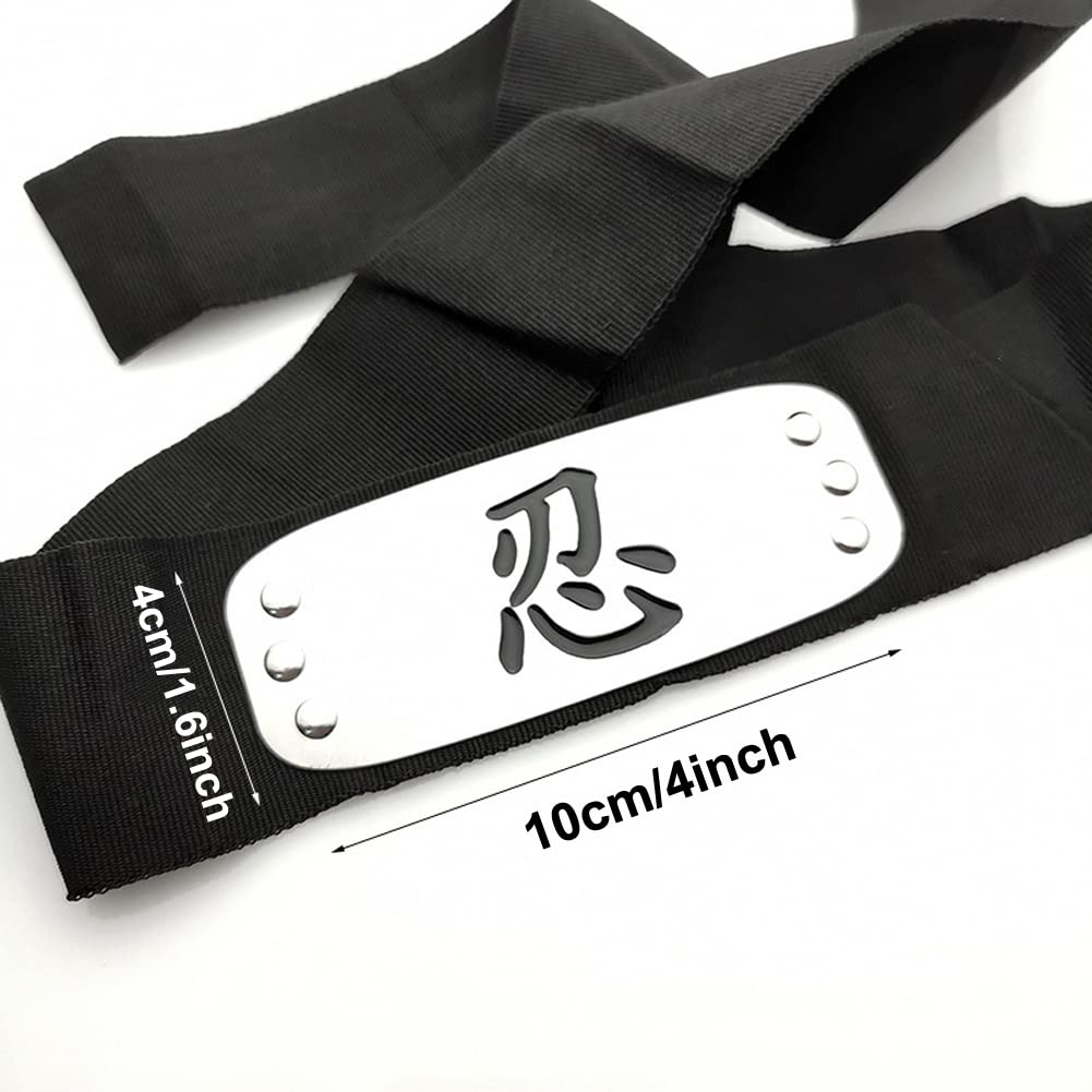 Fusovon Anime Ninja Headbands, 6-Pack Black Leaf Village Akatsuki Yahiko Headband with Metal Plate, Kakashi Cosplay Accessories