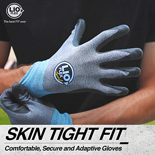LIO FLEX Touch Screen Gloves - 3 Pairs, Work Gloves Men & Women, Gloves with [10 touchscreen fingers], Safety Work Gloves for Men & Women, Thin, Lightweight, Durable Working Gloves (Grey, M)