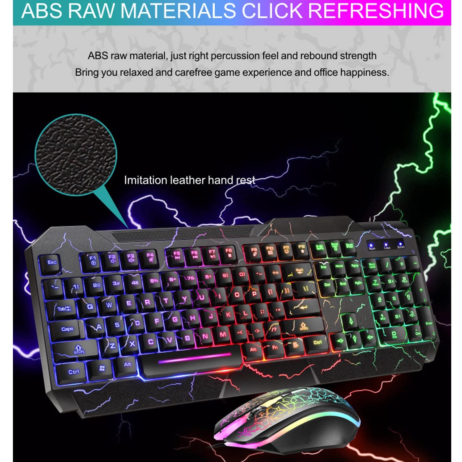 EXHNLE Gaming Keyboard and Mouse Combo, Wired Backlight Keyboard and Mouse, USB Wired Backlit Keyboard for Laptop PC Computer Game and Work