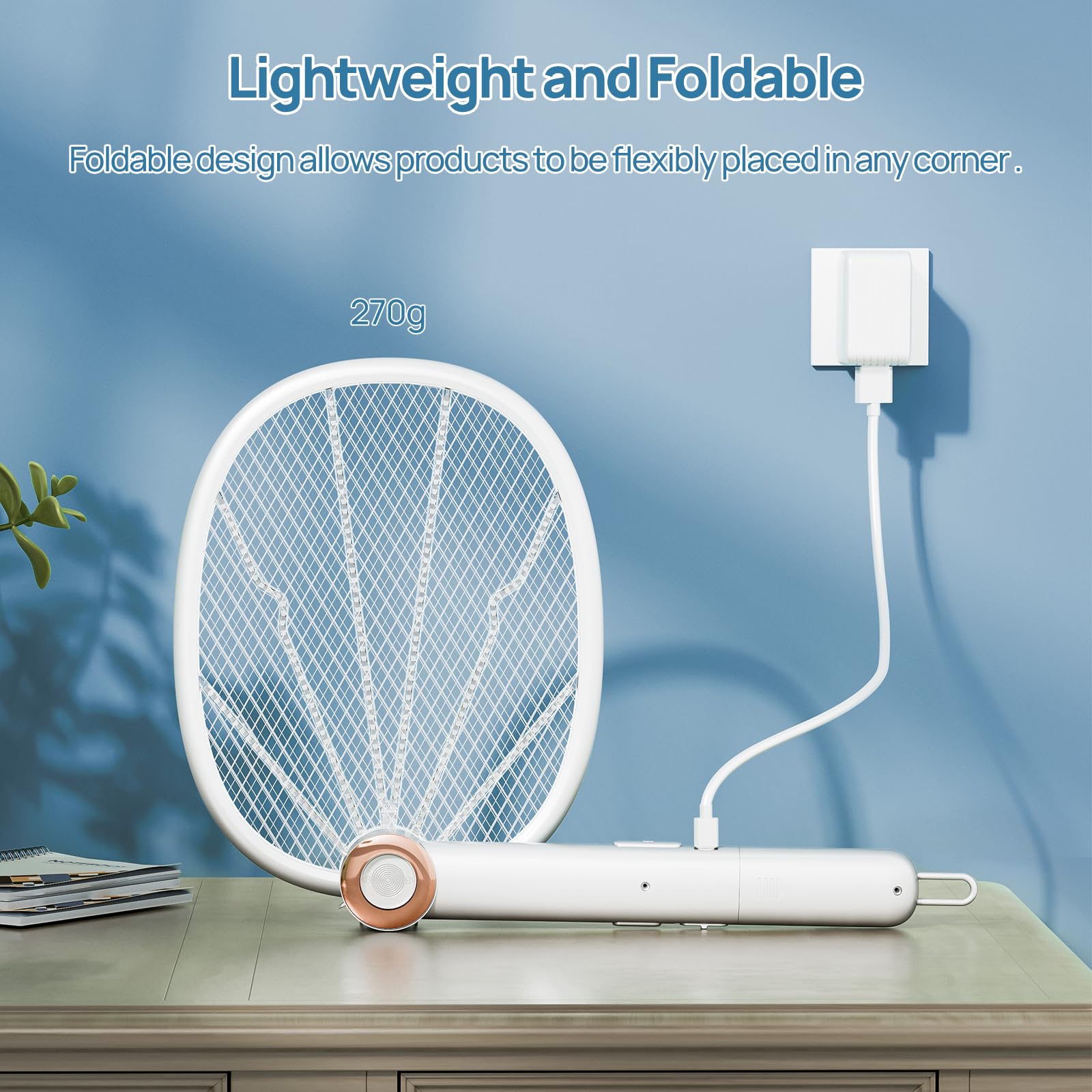 Meilen Electric Fly swatter Racket,2 in 1 Electric Bug Zapper Indoor with 1500mAh Battery,USB Rechargeable Mosquito Zapper with 5 Mosquito Lure lamp Beads,Fly swatter for Indoors( Brush Included)
