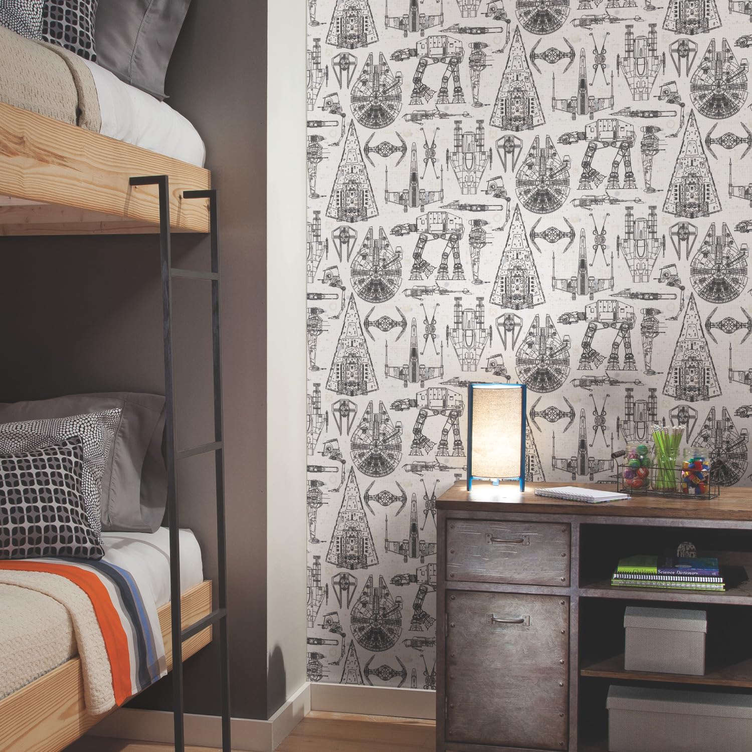 Star Wars Blueprint Blue Peel & Stick Wallpaper by RoomMates, RMK11036WP