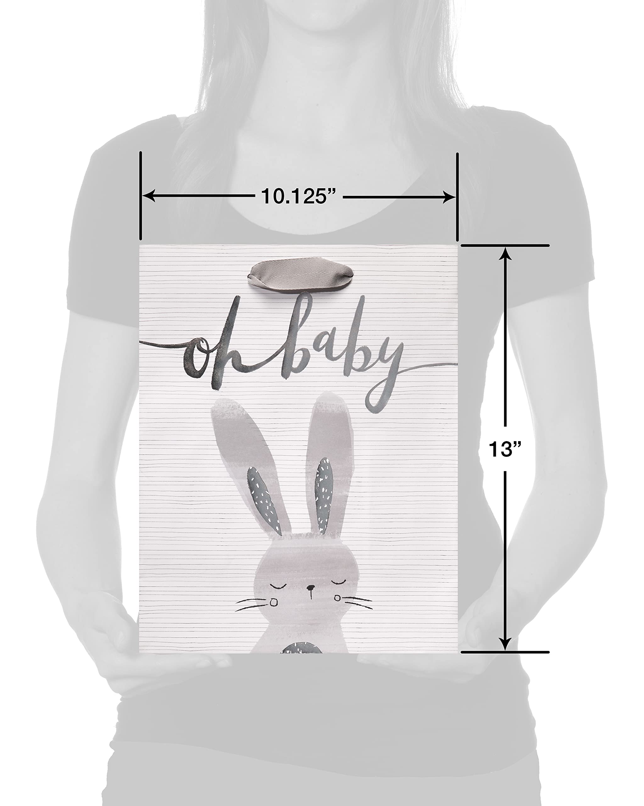 Papyrus 13" Large Gift Bag (Rabbit) for Baby Showers, New Baby, Baptisms, Christenings and All Baby Occasions (1 Bag)