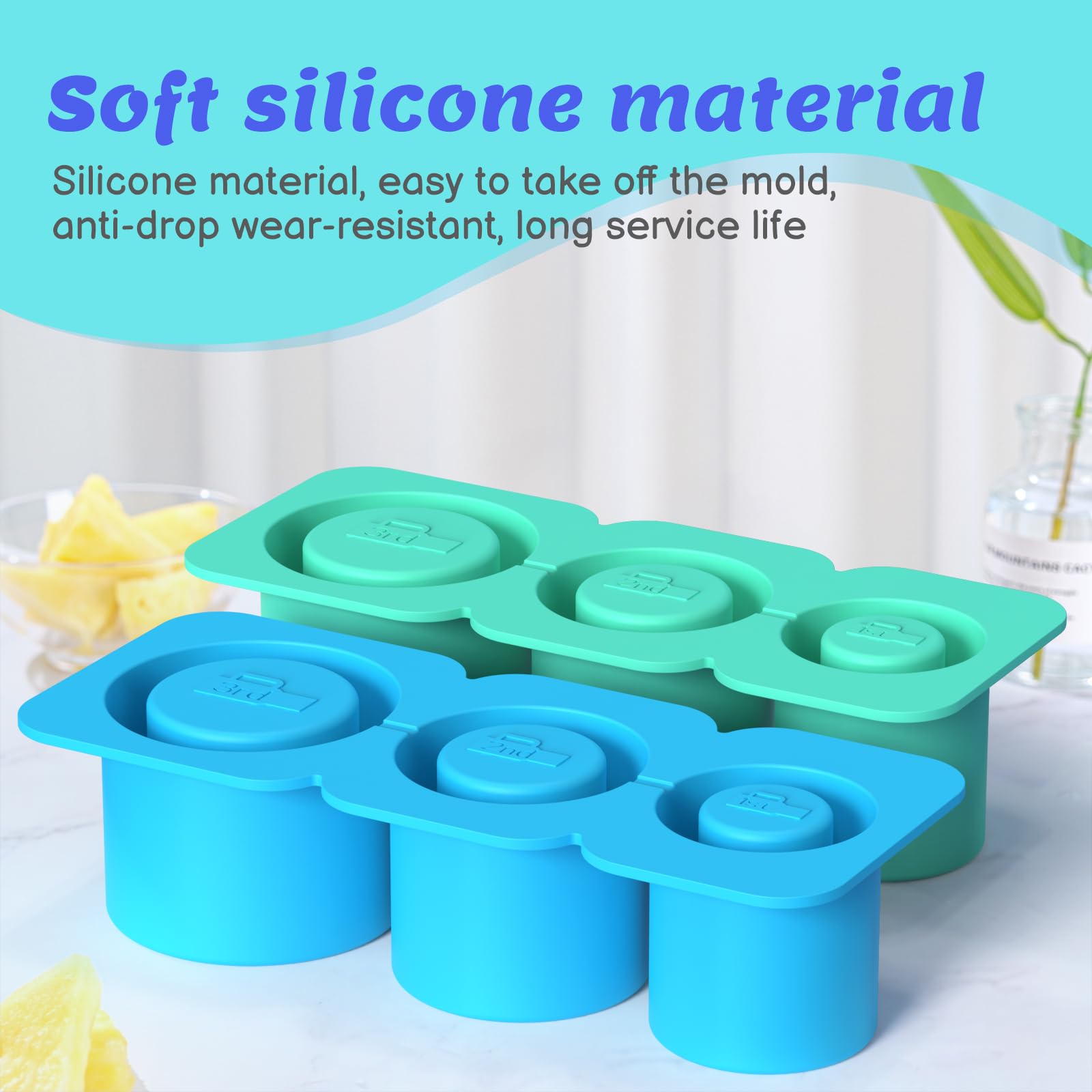 Ice Cube Tray for Cup, 3 Hollow Cylinder Ice Cube Molds, 3 in 1 Silicone Ice Cube Molds With Lid for 30-40 oz Tumbler Cup, Ice Cube Trays for Chilling Cocktails, Whiskey