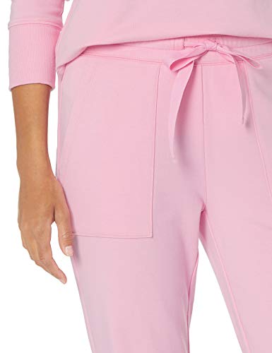 Daily Ritual Women's Relaxed-Fit Terry Cotton and Modal Patch Pocket Jogger Pants, Pink, Medium