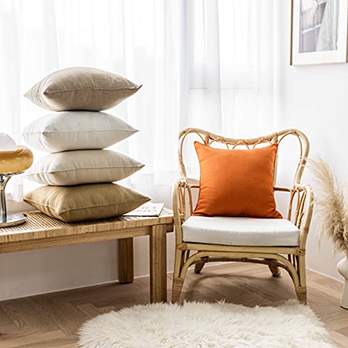 Home Brilliant Linen Pillow Covers Waterproof Outdoor Pillows for Patio Pillow Covers for Couch, 18 inch, 45 cm, 4 Pcs, Light Linen