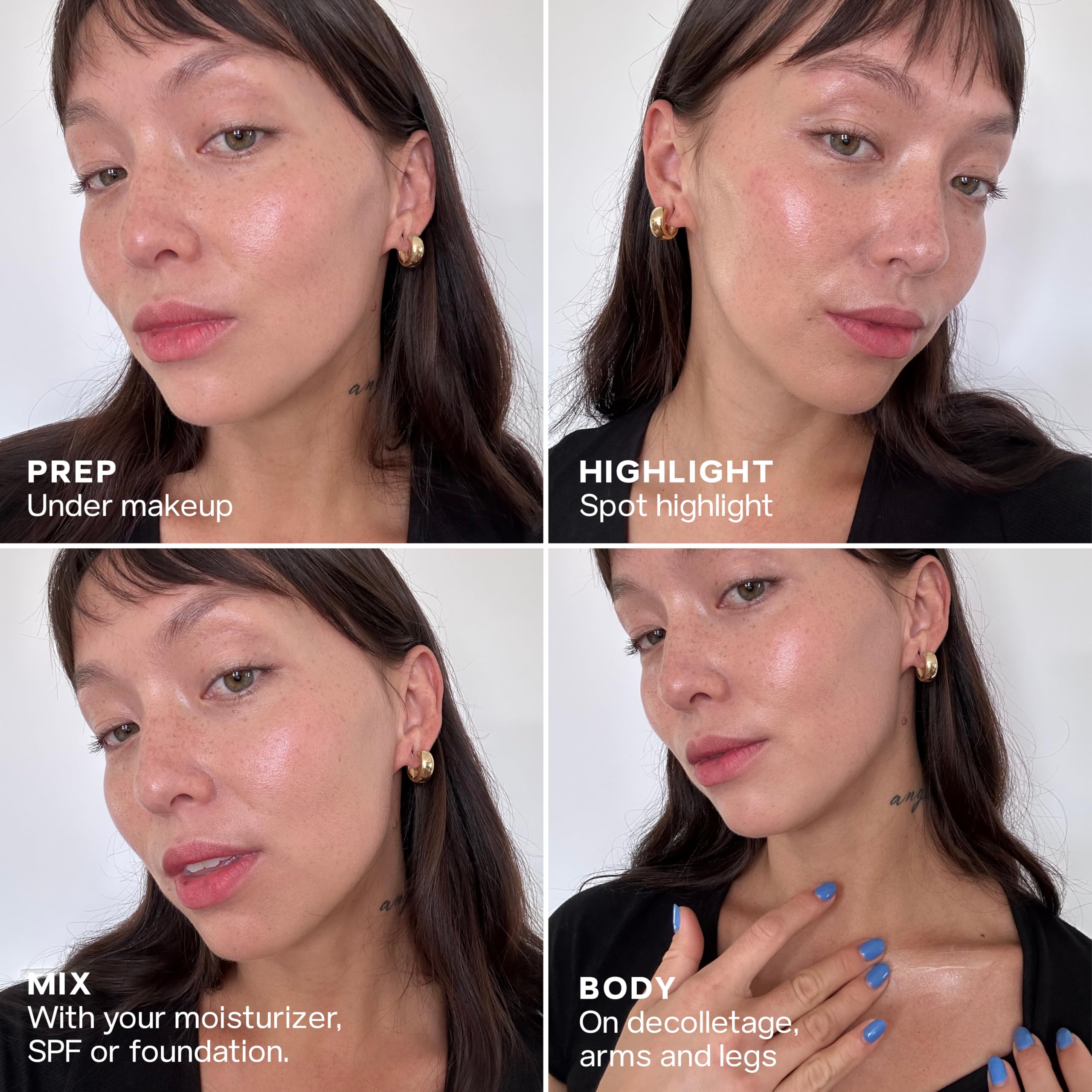 Saie Mini Glowy Super Gel Lightweight Illuminator - Luminizer + Makeup Primer for Glowing Skin - Enriched with Vitamin C + Hydrating Squalane Oil - Travel Size Holiday Gifts - Starglow (0.5 oz)