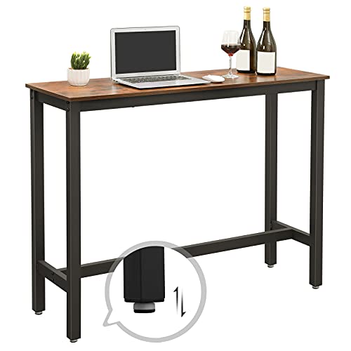 VASAGLE Narrow, Bar Table with Sturdy Metal Frame, Easy Assembly, Industrial Design, 15.7 x 47.2 x 39.4 inches, Rustic Brown