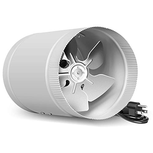 iPower 8 Inch 254 CFM Inline Duct Fan with Low Noise, HVAC Exhaust Ventilation Fan for Bathrooms/Kitchens/Basements/Attics, Grey