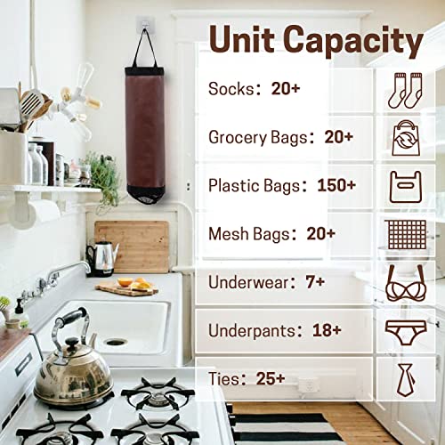 SWISSELITE Plastic Bag Holder, Wall Mount Shopping Bag Organizer, Reusable Mesh Hanging Grocery Bags Storage Dispensers