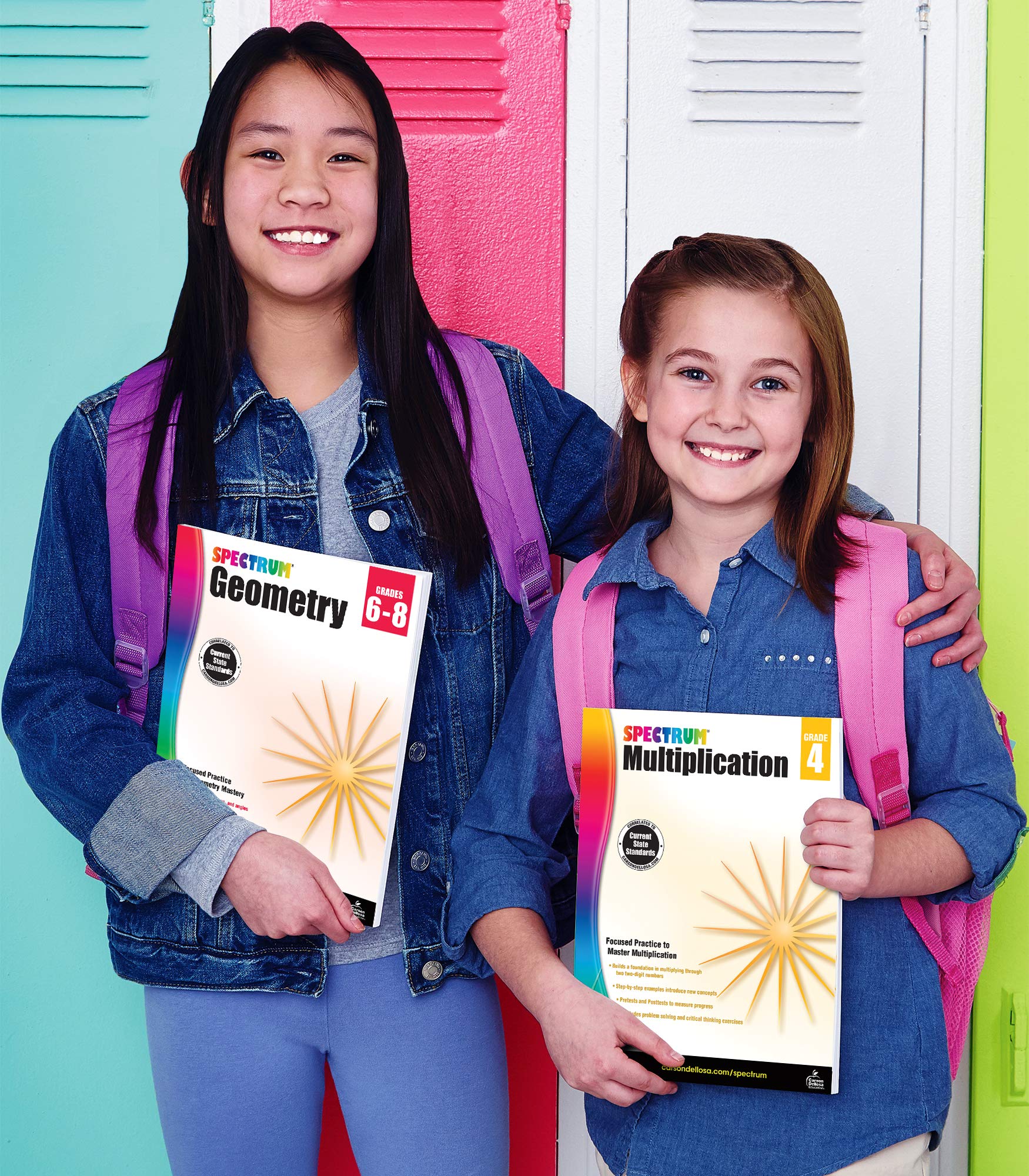 Spectrum Grades 6 - 8 Geometry Workbook, Ages 11 to 14, Geometry Math Workbook, Angles, Shapes, Coordinate Plane, Perimeter, Area, and Volume, Focus on Points, Lines, Rays, and Polygons - 128 Pages