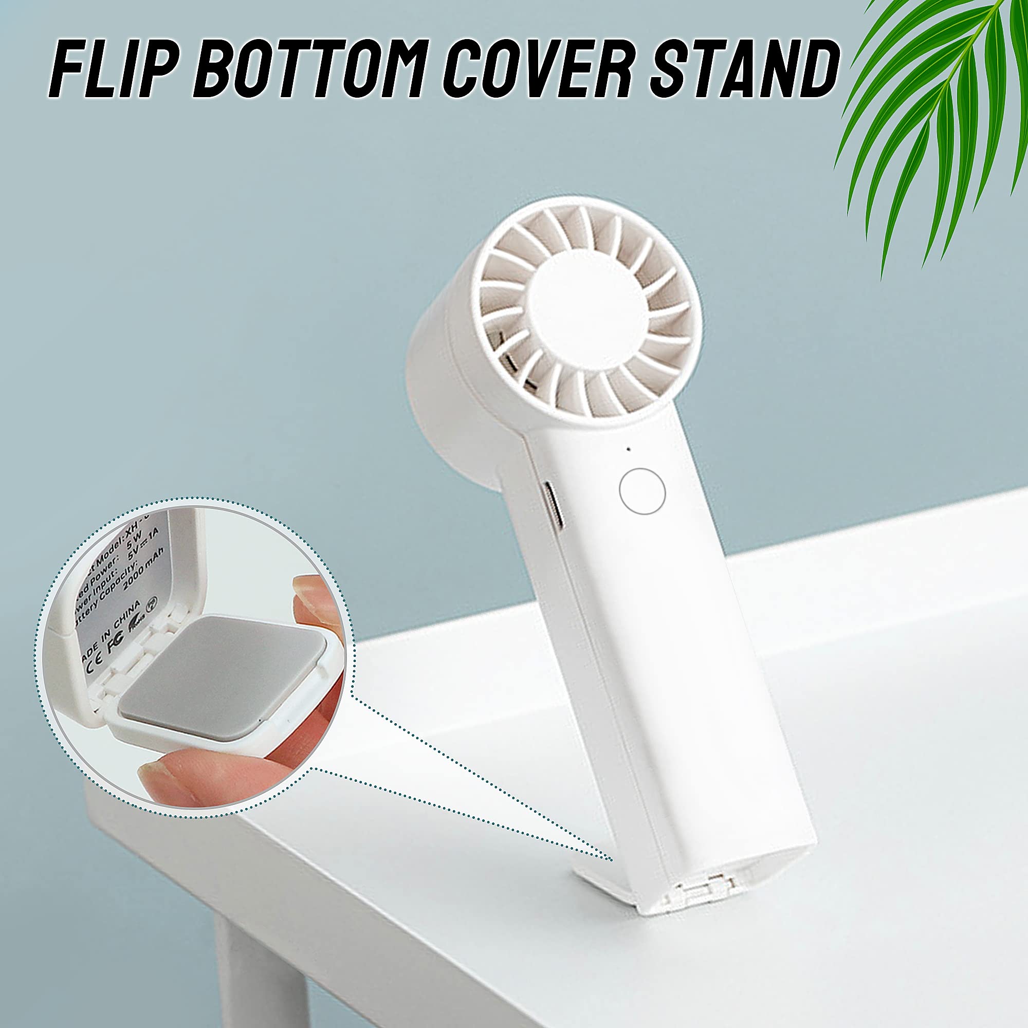 Fuwomim Portable Handheld Fan, White Personal Desk Fan Battery Operated USB Mini Fan Rechargeable Hand Fan with 3 Speed Mode for Lash Face Beauty Makeup (White)