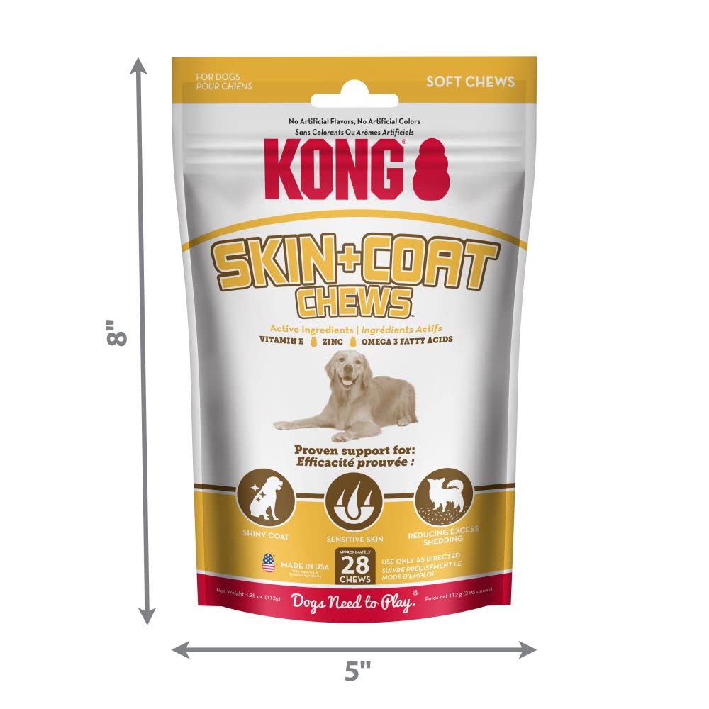 KONG - Dog Soft Chew for Skin and Coat - with Omega-3 Fatty acids, Vitamin E and zinc - 28 Count