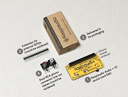 RASPIAUDIO Audio DAC Hat Sound Card (Audio+V2) for Raspberry PI5 All Models Pi4 /Pi Zero / Pi3 / Pi3B / Pi3B+ / Better Quality Than USB
