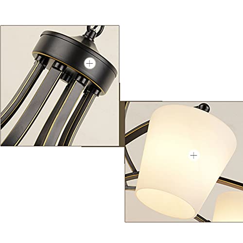 Guugoo Ceiling Hanging Light, Luxury Iron Pendant Light Modern Large Ceiling Lamp 8 (Color : Black Gold, Size : 8)