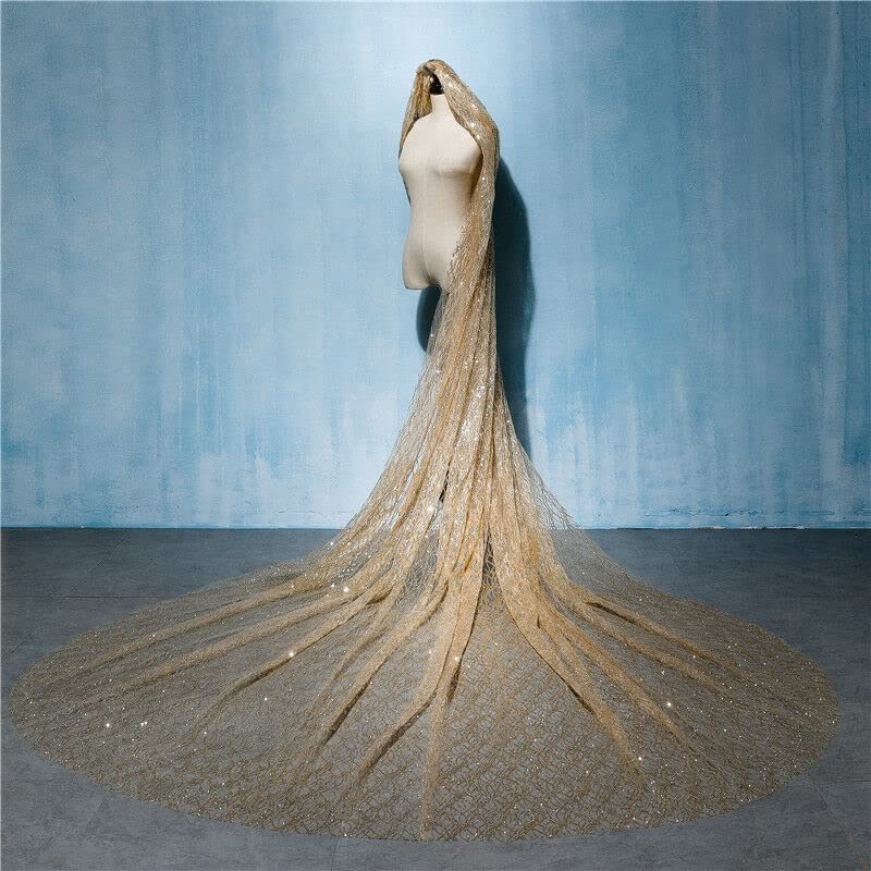 HOUKAI JIAMEI 3Meters Wedding Bridal Veil Long Bride Luxurious Cathedral Train Shiny Bling Sequins Accessories