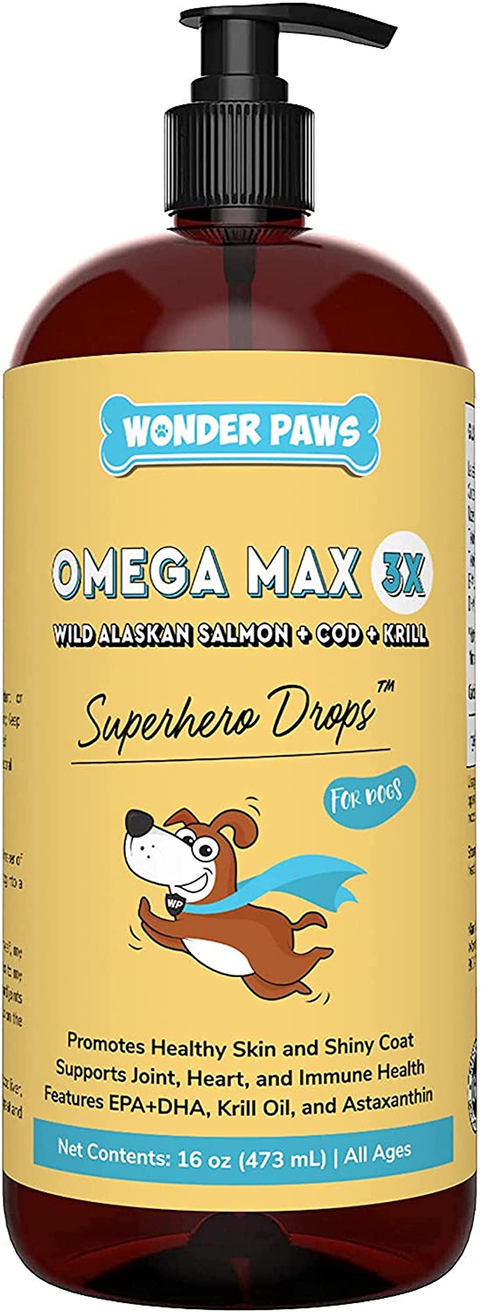 WONDER PAWS Omega Max Fish Oil Plus Daily Multivitamin Chews - for Dog Joint Health, Skin Moisture, Immune System Support & Daily Wellness - Omega Max 16 Ounces - Multivitamin 60 Chews