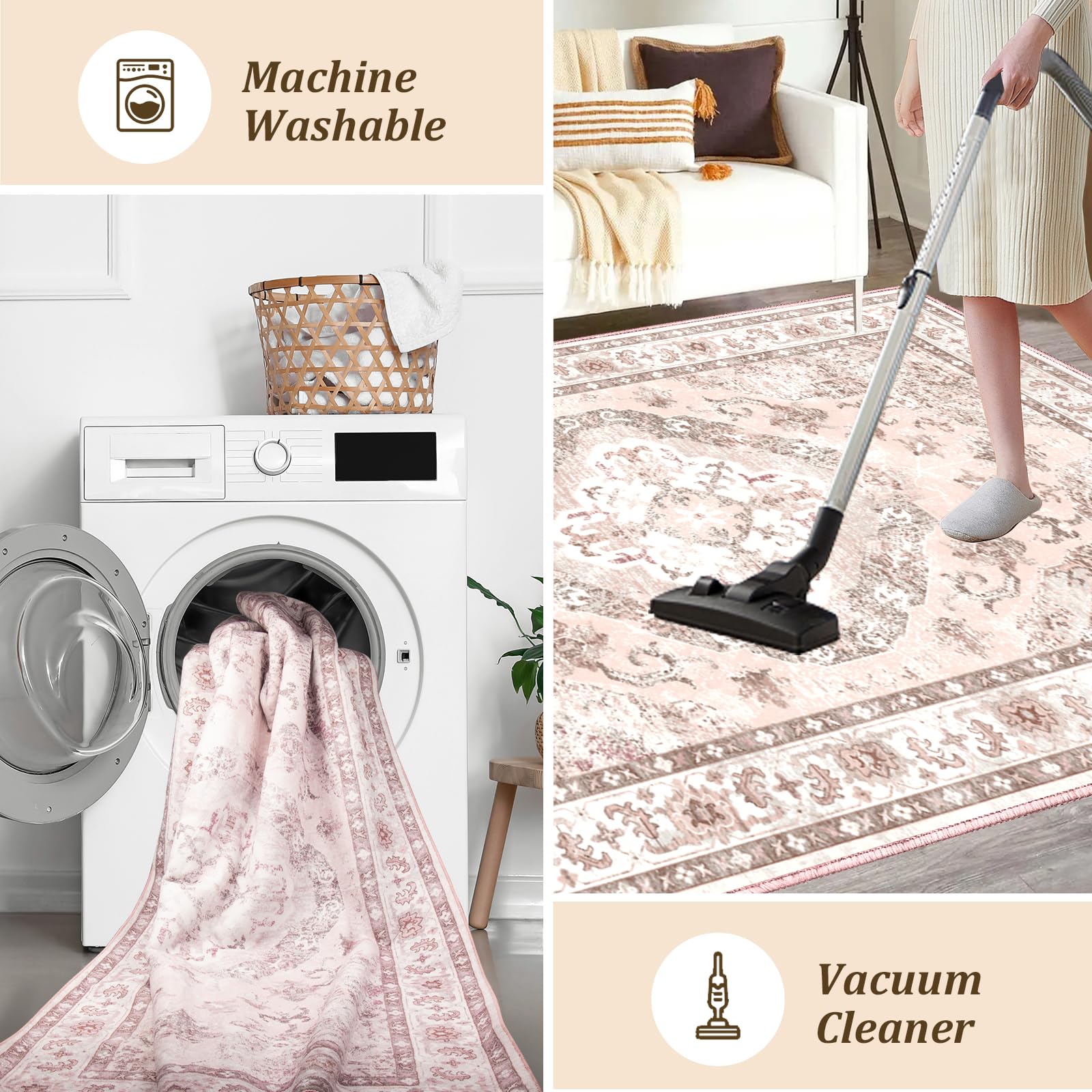 KONYXALU Vintage Boho 2x12 Runners Rug for hallways, Machine Washable Non Slip Kitchen Runner Rug, Ultra-Thin Long entryway Rug Low Pile Carpet for Living Room