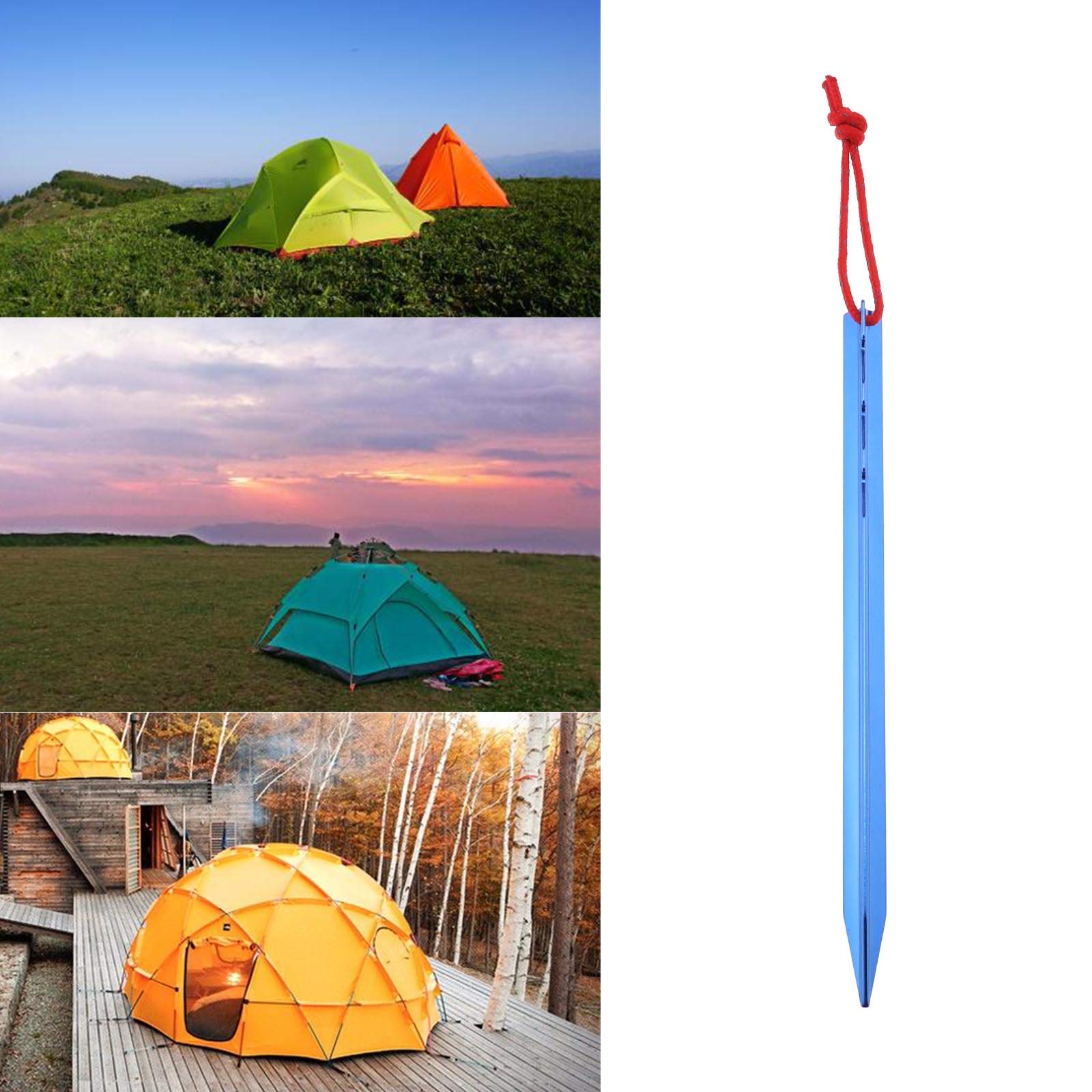 Create idea 20Pcs Ground Outdoor Hiking Camping Tent Peg Portable Stakes Tent Nail Titanium Alloy Blue