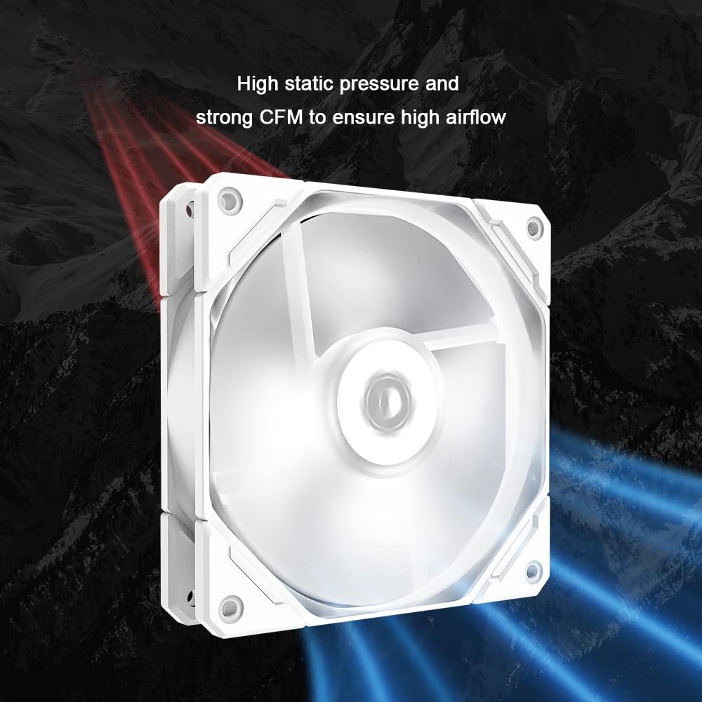 ID-COOLING TF-12025-SW Case Fan 120mm PWM Fan White LED Light CPU Cooling Fan for CPU Cooler/Radiator/PC Chassis