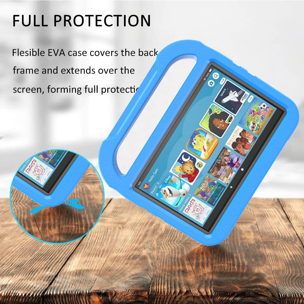 Fire HD 8 & HD 8 Plus Tablet Case for Kids (Only 12th Gen, 2022 Release) - DJ&RPPQ Lightweight Shockproof Cover with Handle Stand for Kindle Fire HD 8 Kids Tablet & Kids Pro Tablet - Blue