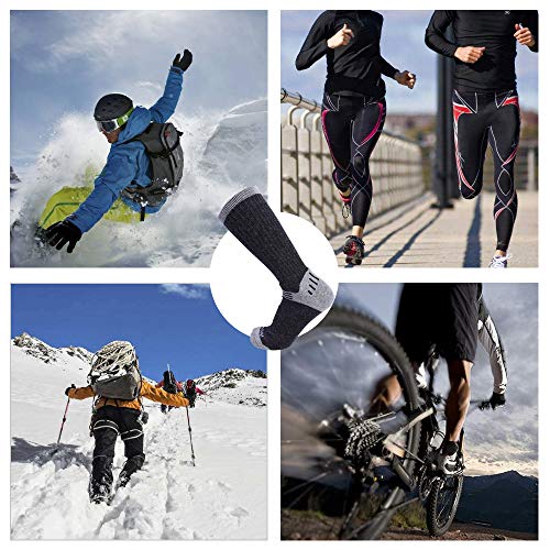 EnerWear 6P Pack Men's Merino Wool Blended Hiking Socks (US 10-13, Dark Grey)