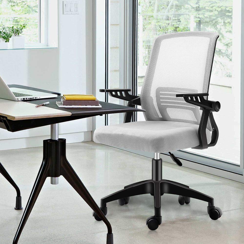 Ergonomic Office Chair, mesh Computer Desk Chair with Wheels Rolling Chair for Home Office Modern Cheap Comfy Office Chairs with arms Height Adjustable Back Lumbar Support Grey Task Chair (Grey)
