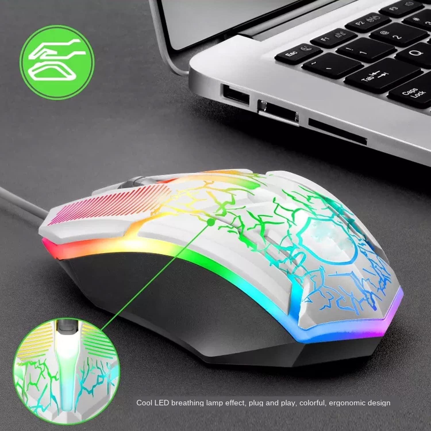 EXHNLE Wired USB Mechanical Feel Computer Keyboard Mouse Sets, RGB Rainbow Backlit Keyboard, with 104 Key Computer PC Gaming Keyboard for PC/Laptop (Color : Black)
