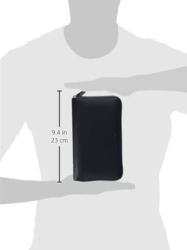 Filofax Saffiano Zip Organizer, Personal Compact Size, Black - Cross-Grain, Leather-Look, Six Rings, Week-to-View Calendar Diary, Multilingual, 2022 (C028775-22)