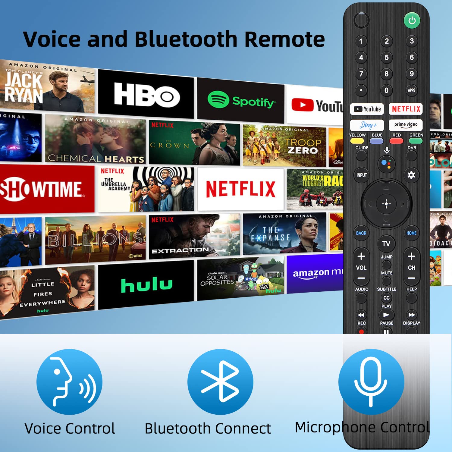 Gvirtue Voice Remote Control RMF-TX520U for Sony TV, Replacement for Sony Bravia OLED LED 4K 8K UHD Smart Google TV, with YouTube, Netflix, Disney+, Prime Video Buttons (6.0 Version)