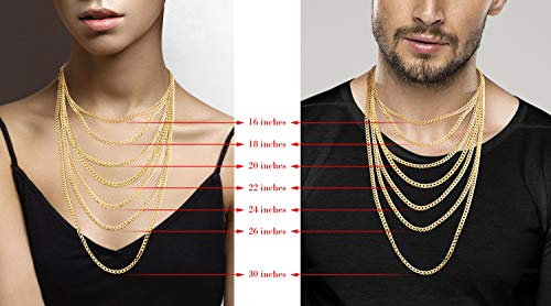 Miabella Solid 18K Gold Over Sterling Silver Italian 5mm Diamond-Cut Cuban Link Curb Chain Necklace for Women Men, 925 Sterling Silver Made in Italy (20 Inches)