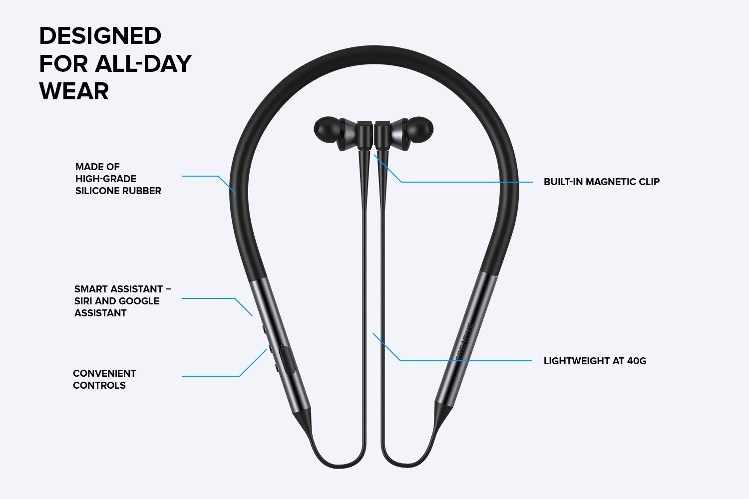 Creative Aurvana Trio Wireless β Bluetooth 5.0, Triple-Driver Neckband Headphones, aptX HD, aptX LL and AAC, Multipoint Connectivity, Noise-Isolating with Mic, Up to 20 Hrs Playtime