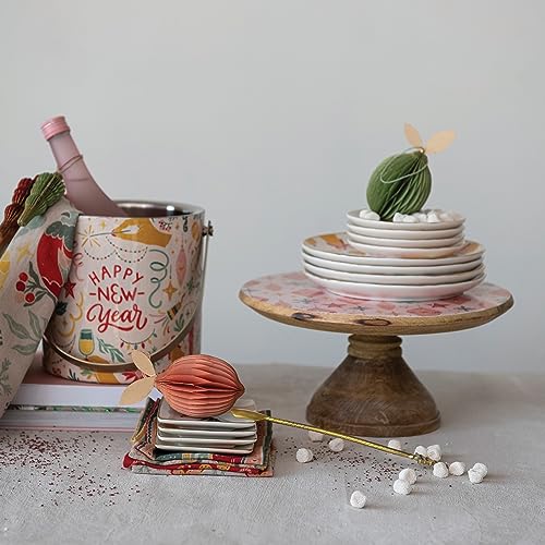 Creative Co-Op Enameled Mango Wood Cake Stand with Ornament Pattern, Multicolor, Medium, Multi