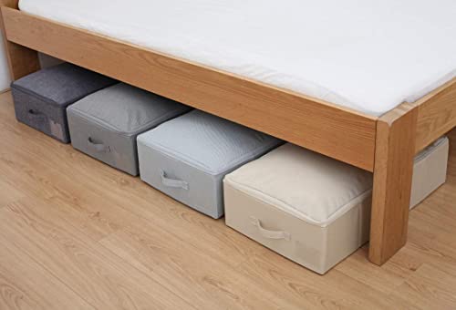 iwill CREATE PRO Underbed Storage Bin, 2pcs Storage Boxes, Zip Lidded, Washable & Folding Design, Beige